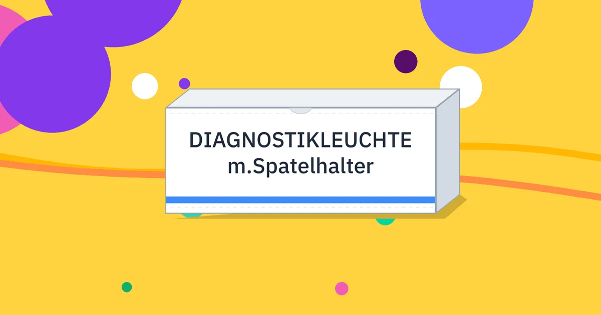 Symbolbild: Packung mit der Aufschrift DIAGNOSTIKLEUCHTE m.Spatelhalter (PZN 11684355) – Verfügbarkeit und Bezug in Apotheken in Frankfurt am Main