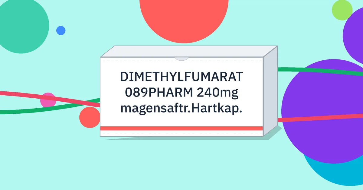 Symbolbild: Packung mit der Aufschrift DIMETHYLFUMARAT 089PHARM 240mg magensaftr.Hartkap. (PZN 18500826) – Verfügbarkeit und Bezug in Apotheken in Frankfurt am Main