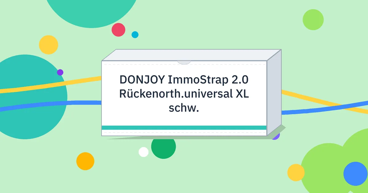 Symbolbild: Packung mit der Aufschrift DONJOY ImmoStrap 2.0 Rückenorth.universal XL schw. (PZN 20571093) – Verfügbarkeit und Bezug in Apotheken in Frankfurt am Main