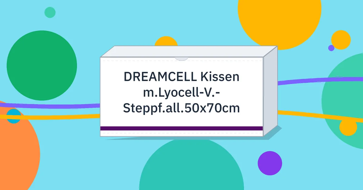 Symbolbild: Packung mit der Aufschrift DREAMCELL Kissen m.Lyocell-V.-Steppf.all.50x70cm (PZN 16894838) – Verfügbarkeit und Bezug in Apotheken in Frankfurt am Main