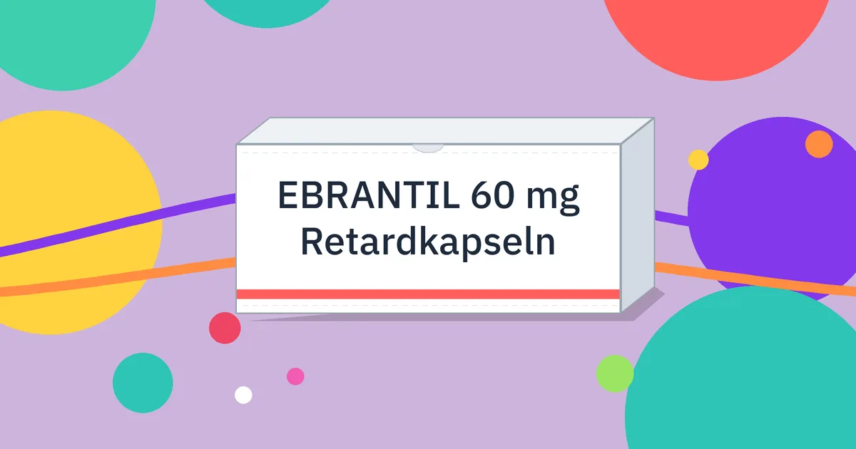 Symbolbild: Packung mit der Aufschrift EBRANTIL 60 mg Retardkapseln (PZN 06064604) – Verfügbarkeit und Bezug in Apotheken in Frankfurt am Main