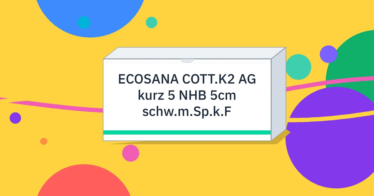 Symbolbild: Packung mit der Aufschrift ECOSANA COTT.K2 AG kurz 5 NHB 5cm schw.m.Sp.k.F (PZN 16950206) – Verfügbarkeit und Bezug in Apotheken in Frankfurt am Main