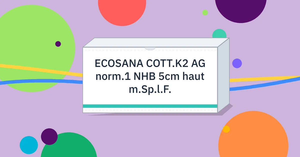 Symbolbild: Packung mit der Aufschrift ECOSANA COTT.K2 AG norm.1 NHB 5cm haut m.Sp.l.F. (PZN 16948729) – Verfügbarkeit und Bezug in Apotheken in Frankfurt am Main