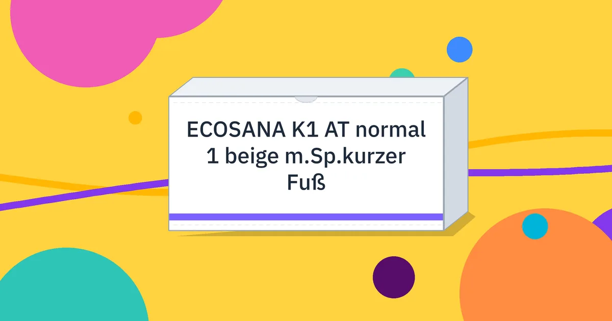Symbolbild: Packung mit der Aufschrift ECOSANA K1 AT normal 1 beige m.Sp.kurzer Fuß (PZN 04731195) – Verfügbarkeit und Bezug in Apotheken in Frankfurt am Main