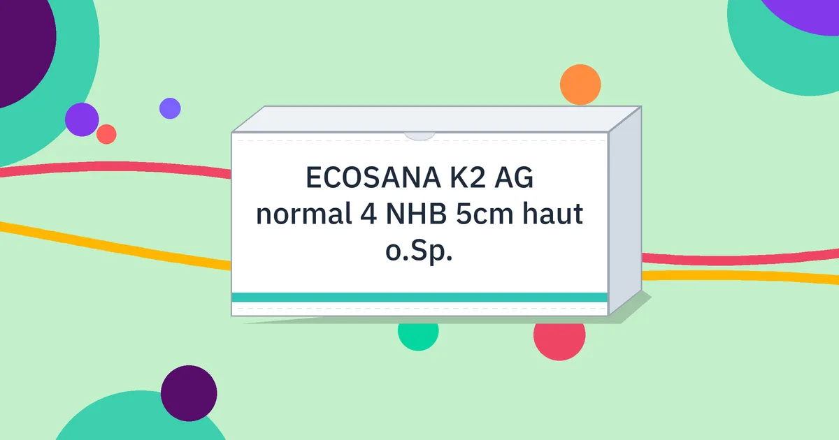 Symbolbild: Packung mit der Aufschrift ECOSANA K2 AG normal 4 NHB 5cm haut o.Sp. (PZN 01451035) – Verfügbarkeit und Bezug in Apotheken in Frankfurt am Main