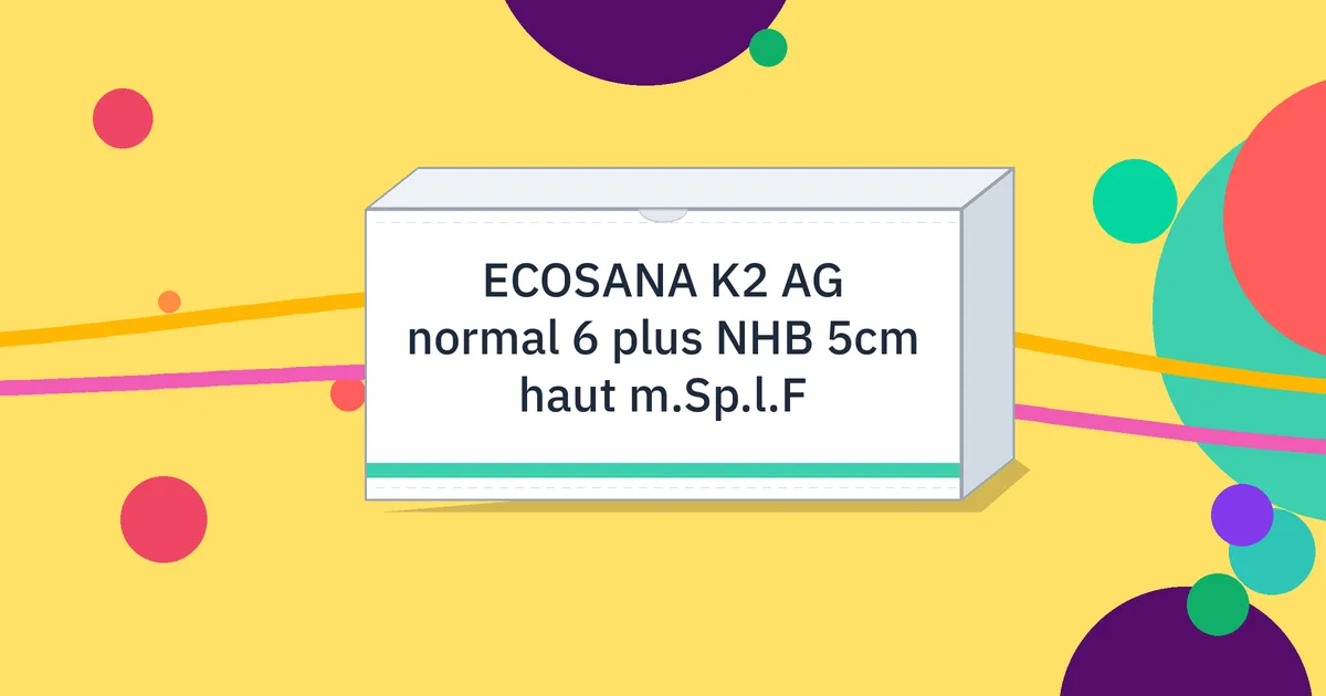 Symbolbild: Packung mit der Aufschrift ECOSANA K2 AG normal 6 plus NHB 5cm haut m.Sp.l.F (PZN 10957348) – Verfügbarkeit und Bezug in Apotheken in Frankfurt am Main