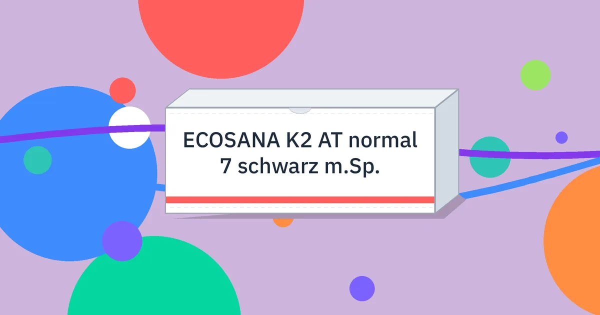 Symbolbild: Packung mit der Aufschrift ECOSANA K2 AT normal 7 schwarz m.Sp. (PZN 01566152) – Verfügbarkeit und Bezug in Apotheken in Frankfurt am Main