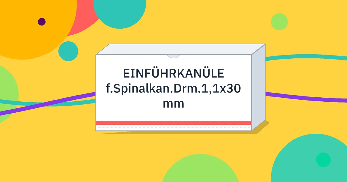Symbolbild: Packung mit der Aufschrift EINFÜHRKANÜLE f.Spinalkan.Drm.1,1x30 mm (PZN 15618088) – Verfügbarkeit und Bezug in Apotheken in Frankfurt am Main