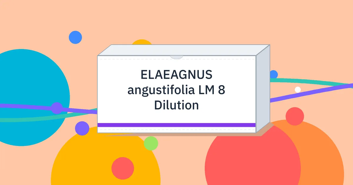 Symbolbild: Packung mit der Aufschrift ELAEAGNUS angustifolia LM 8 Dilution (PZN 13469282) – Verfügbarkeit und Bezug in Apotheken in Frankfurt am Main