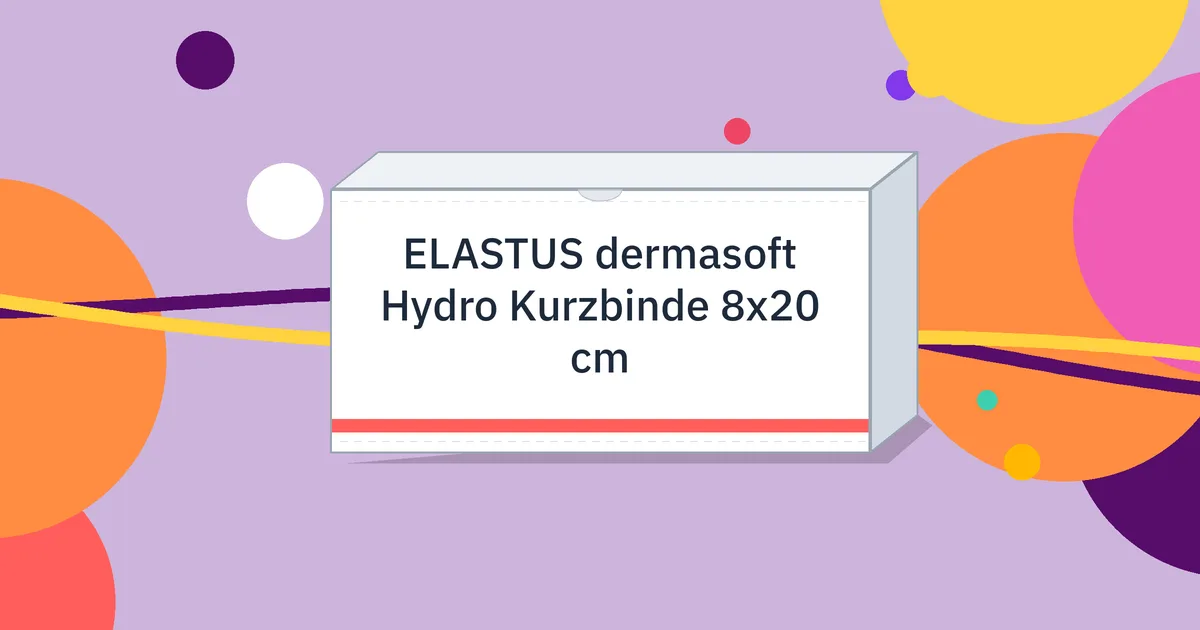 Symbolbild: Packung mit der Aufschrift ELASTUS dermasoft Hydro Kurzbinde 8x20 cm (PZN 09115207) – Verfügbarkeit und Bezug in Apotheken in Frankfurt am Main