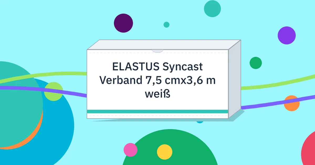 Symbolbild: Packung mit der Aufschrift ELASTUS Syncast Verband 7,5 cmx3,6 m weiß (PZN 03735848) – Verfügbarkeit und Bezug in Apotheken in Frankfurt am Main