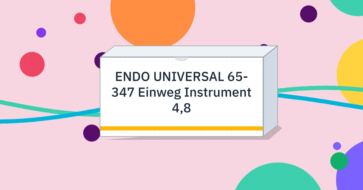 Symbolbild: Packung mit der Aufschrift ENDO UNIVERSAL 65-347 Einweg Instrument 4,8 (PZN 07602630) – Verfügbarkeit und Bezug in Apotheken in Frankfurt am Main
