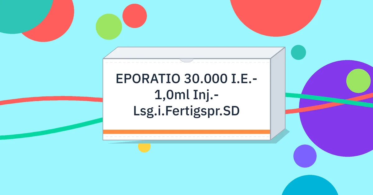 Symbolbild: Packung mit der Aufschrift EPORATIO 30.000 I.E.-1,0ml Inj.-Lsg.i.Fertigspr.SD (PZN 16808098) – Verfügbarkeit und Bezug in Apotheken in Frankfurt am Main
