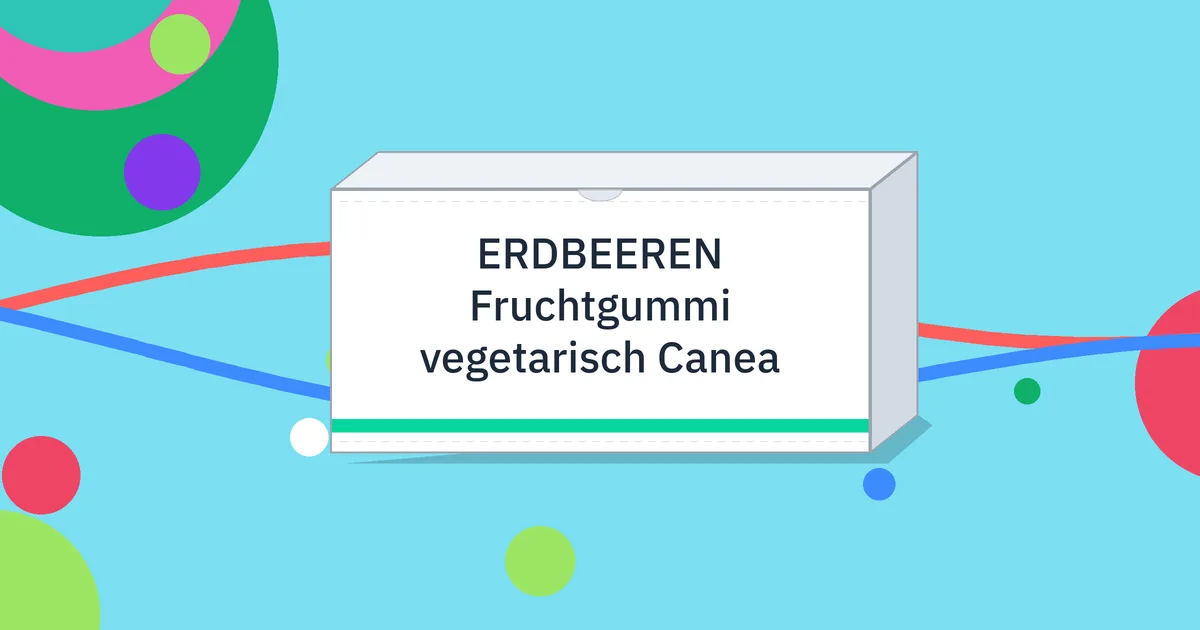 Symbolbild: Packung mit der Aufschrift ERDBEEREN Fruchtgummi vegetarisch Canea (PZN 16226686) – Verfügbarkeit und Bezug in Apotheken in Frankfurt am Main