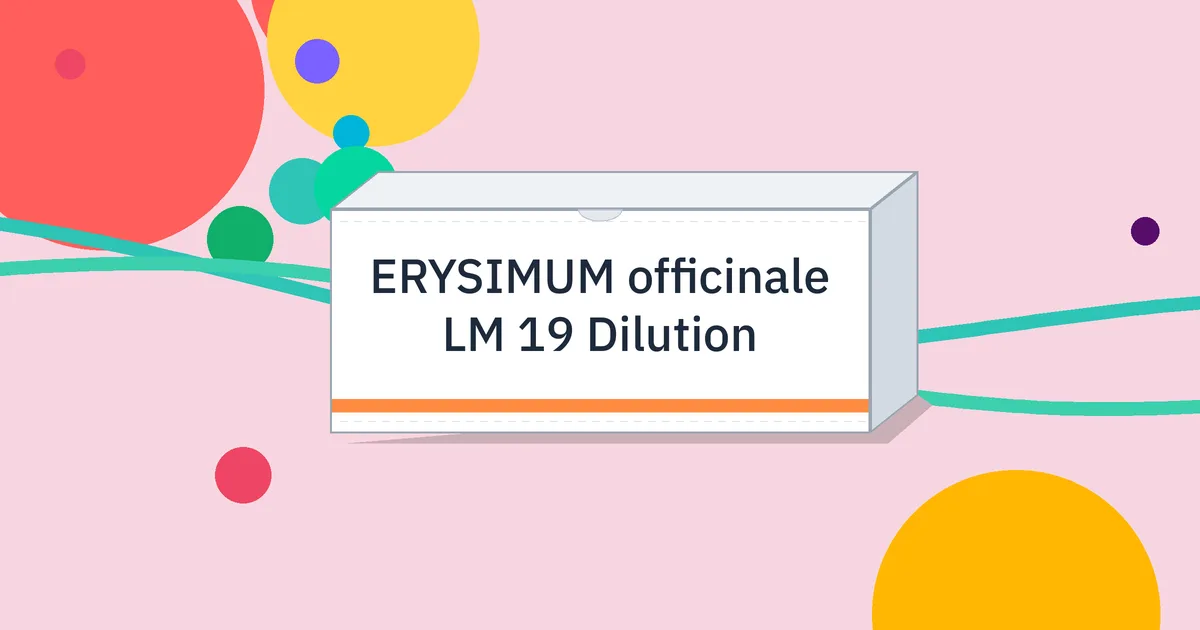Symbolbild: Packung mit der Aufschrift ERYSIMUM officinale LM 19 Dilution (PZN 13479553) – Verfügbarkeit und Bezug in Apotheken in Frankfurt am Main