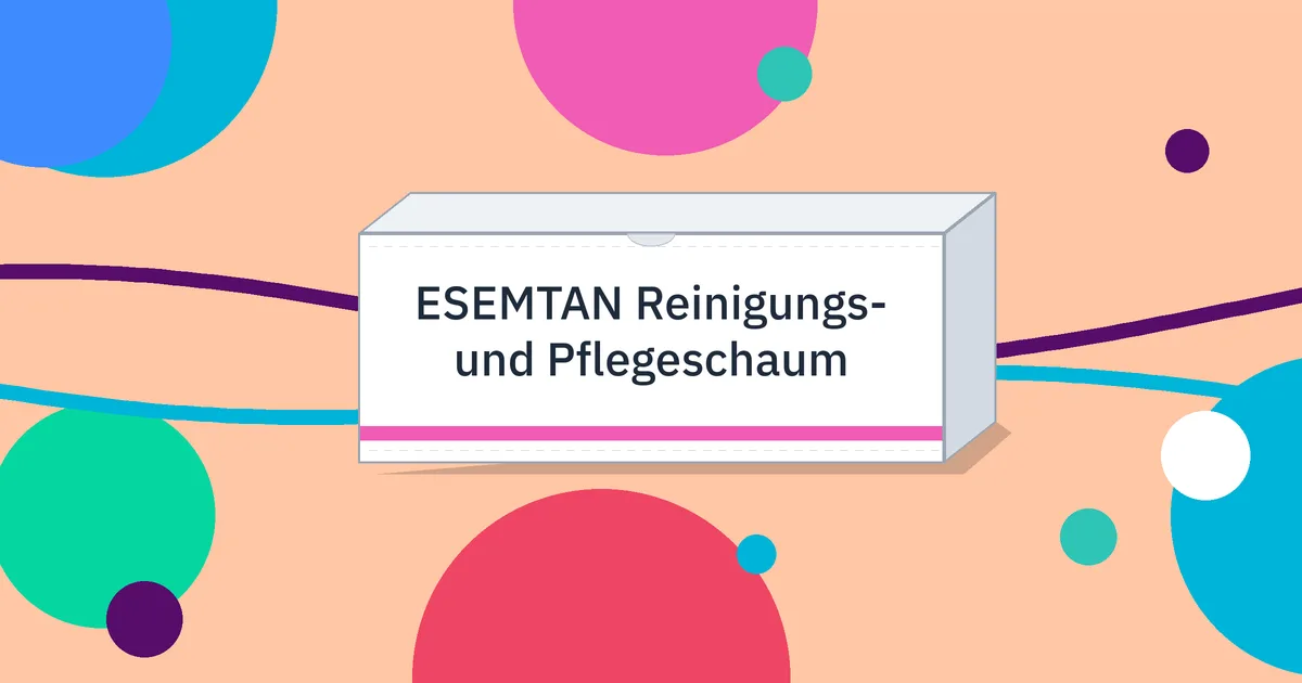 Symbolbild: Packung mit der Aufschrift ESEMTAN Reinigungs- und Pflegeschaum (PZN 03473555) – Verfügbarkeit und Bezug in Apotheken in Frankfurt am Main