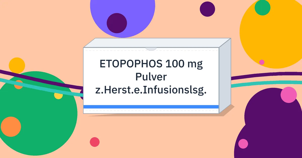 Symbolbild: Packung mit der Aufschrift ETOPOPHOS 100 mg Pulver z.Herst.e.Infusionslsg. (PZN 07622207) – Verfügbarkeit und Bezug in Apotheken in Frankfurt am Main