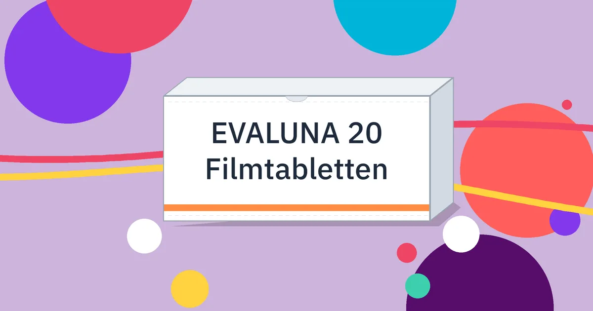 Symbolbild: Packung mit der Aufschrift EVALUNA 20 Filmtabletten (PZN 06140179) – Verfügbarkeit und Bezug in Apotheken in Frankfurt am Main