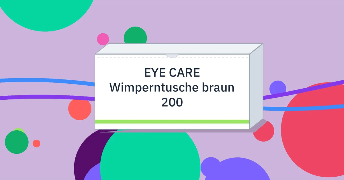 Symbolbild: Packung mit der Aufschrift EYE CARE Wimperntusche braun 200 (PZN 07658116) – Verfügbarkeit und Bezug in Apotheken in Frankfurt am Main