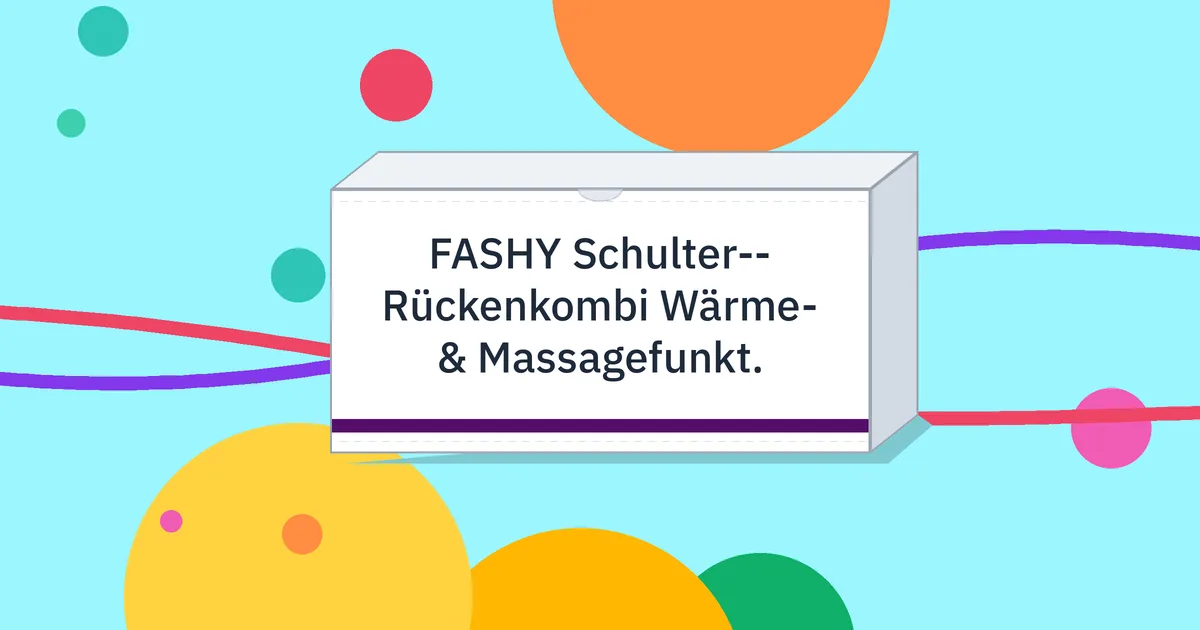 Symbolbild: Packung mit der Aufschrift FASHY Schulter--Rückenkombi Wärme- & Massagefunkt. (PZN 18648463) – Verfügbarkeit und Bezug in Apotheken in Frankfurt am Main