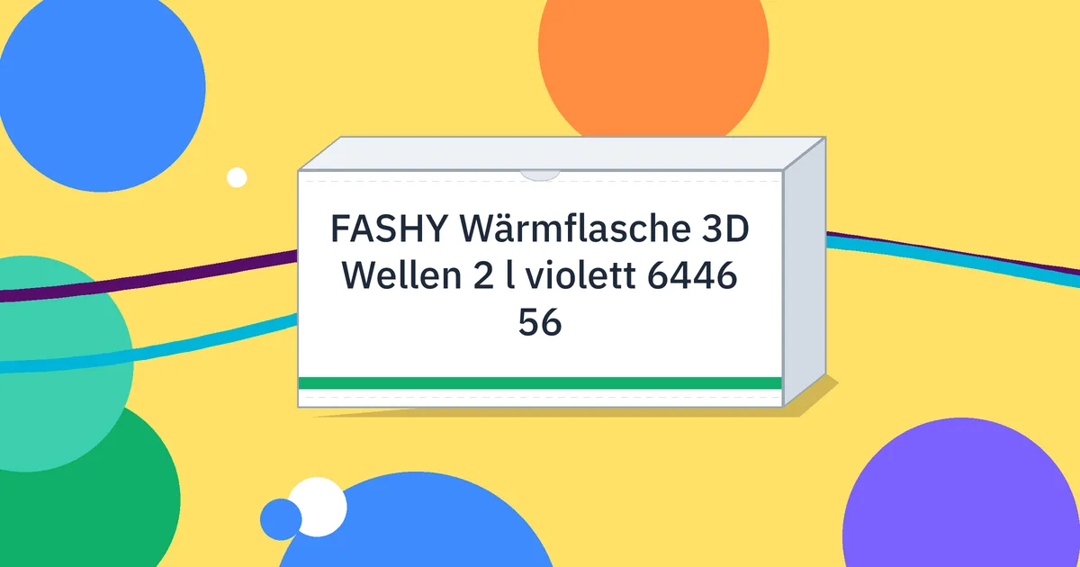 Symbolbild: Packung mit der Aufschrift FASHY Wärmflasche 3D Wellen 2 l violett 6446 56 (PZN 16579083) – Verfügbarkeit und Bezug in Apotheken in Frankfurt am Main