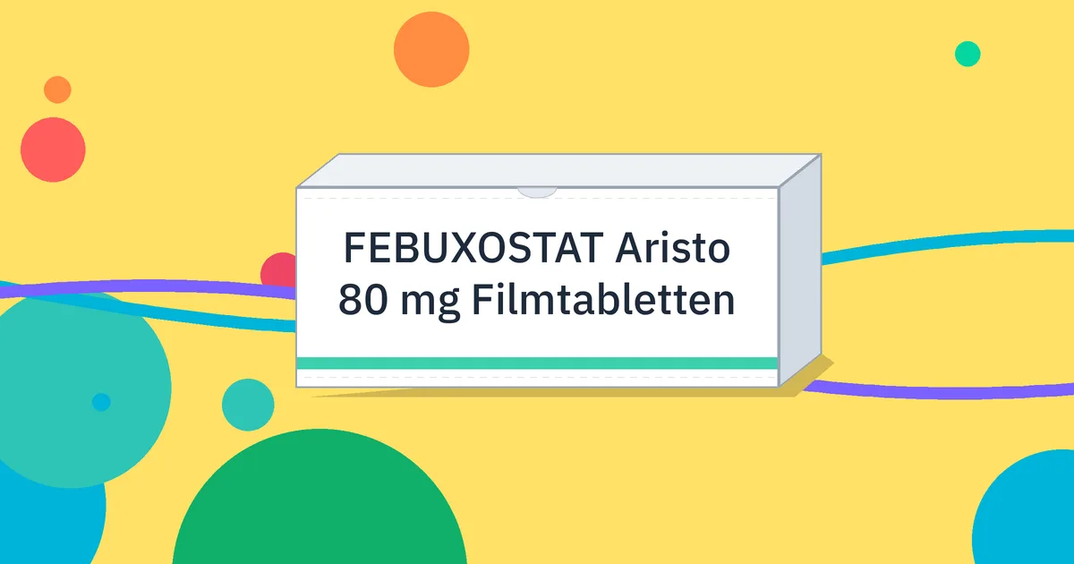 Symbolbild: Packung mit der Aufschrift FEBUXOSTAT Aristo 80 mg Filmtabletten (PZN 14447118) – Verfügbarkeit und Bezug in Apotheken in Frankfurt am Main