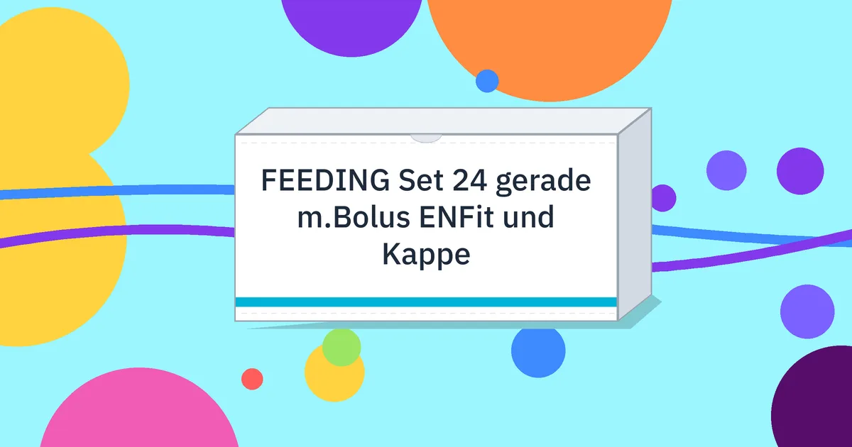 Symbolbild: Packung mit der Aufschrift FEEDING Set 24 gerade m.Bolus ENFit und Kappe (PZN 14345145) – Verfügbarkeit und Bezug in Apotheken in Frankfurt am Main