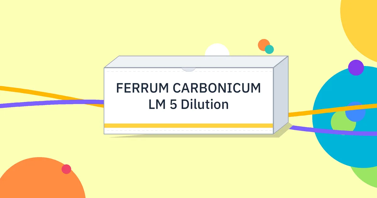Symbolbild: Packung mit der Aufschrift FERRUM CARBONICUM LM 5 Dilution (PZN 12847871) – Verfügbarkeit und Bezug in Apotheken in Frankfurt am Main