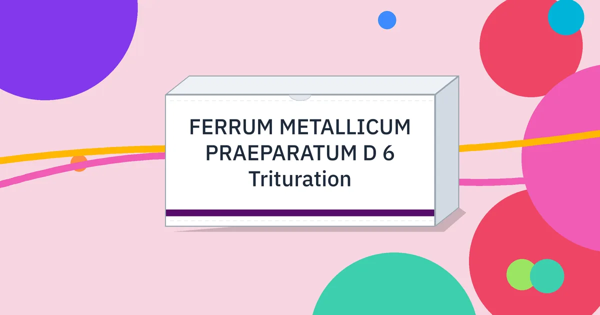 Symbolbild: Packung mit der Aufschrift FERRUM METALLICUM PRAEPARATUM D 6 Trituration (PZN 01616192) – Verfügbarkeit und Bezug in Apotheken in Frankfurt am Main