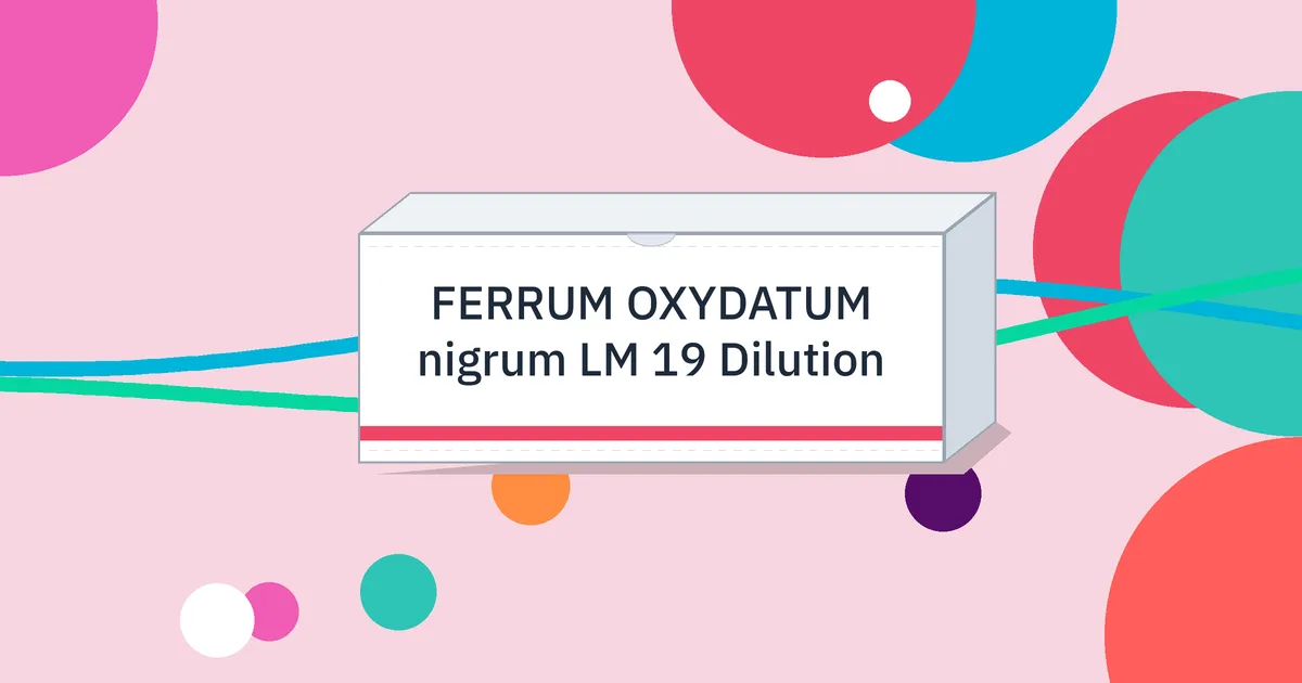 Symbolbild: Packung mit der Aufschrift FERRUM OXYDATUM nigrum LM 19 Dilution (PZN 12851281) – Verfügbarkeit und Bezug in Apotheken in Frankfurt am Main