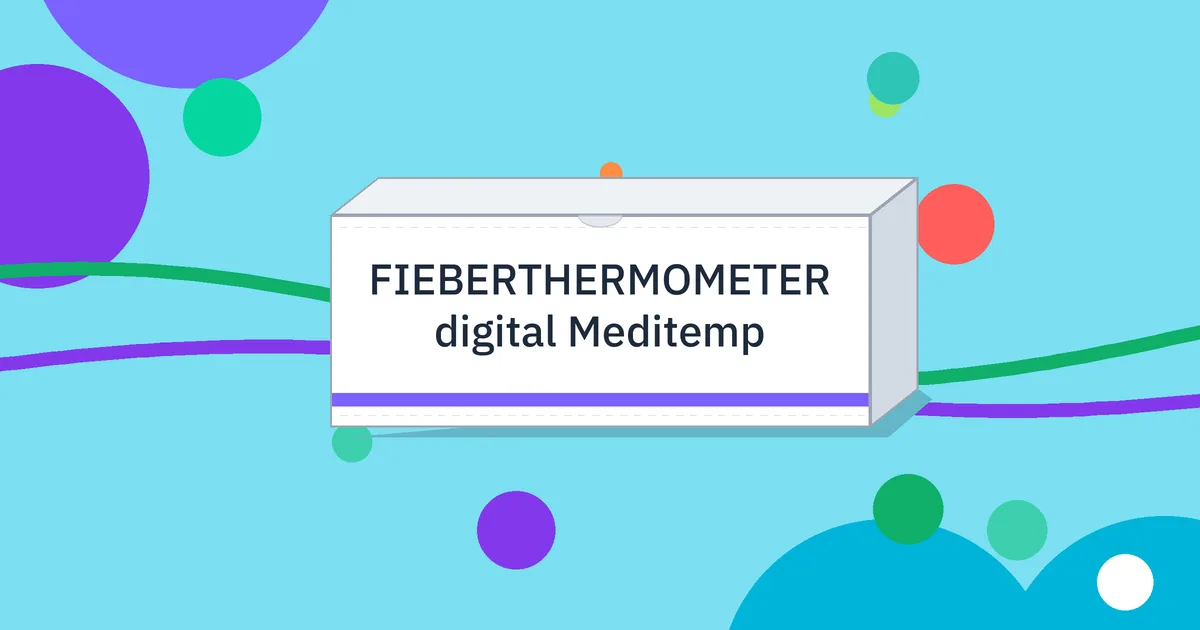Symbolbild: Packung mit der Aufschrift FIEBERTHERMOMETER digital Meditemp (PZN 10178176) – Verfügbarkeit und Bezug in Apotheken in Frankfurt am Main