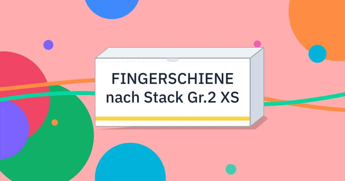 Symbolbild: Packung mit der Aufschrift FINGERSCHIENE nach Stack Gr.2 XS (PZN 10197417) – Verfügbarkeit und Bezug in Apotheken in Frankfurt am Main