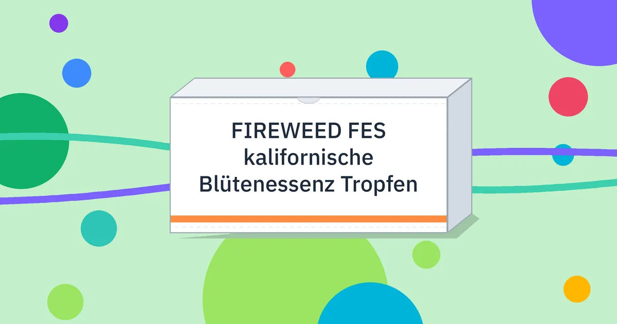 Symbolbild: Packung mit der Aufschrift FIREWEED FES kalifornische Blütenessenz Tropfen (PZN 18809765) – Verfügbarkeit und Bezug in Apotheken in Frankfurt am Main