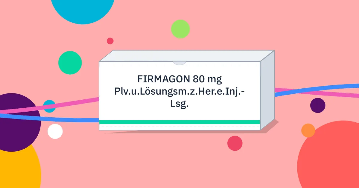 Symbolbild: Packung mit der Aufschrift FIRMAGON 80 mg Plv.u.Lösungsm.z.Her.e.Inj.-Lsg. (PZN 17824662) – Verfügbarkeit und Bezug in Apotheken in Frankfurt am Main