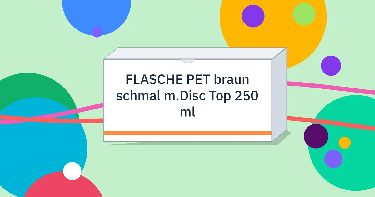 Symbolbild: Packung mit der Aufschrift FLASCHE PET braun schmal m.Disc Top 250 ml (PZN 16486536) – Verfügbarkeit und Bezug in Apotheken in Frankfurt am Main