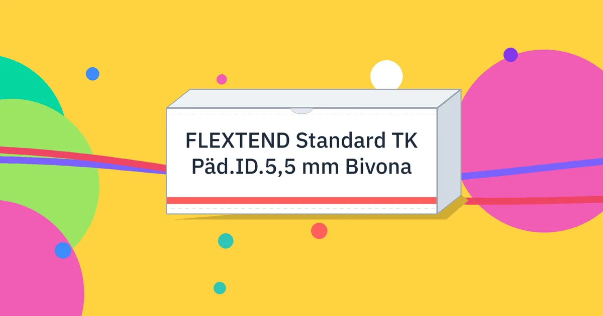 Symbolbild: Packung mit der Aufschrift FLEXTEND Standard TK Päd.ID.5,5 mm Bivona (PZN 02252415) – Verfügbarkeit und Bezug in Apotheken in Frankfurt am Main
