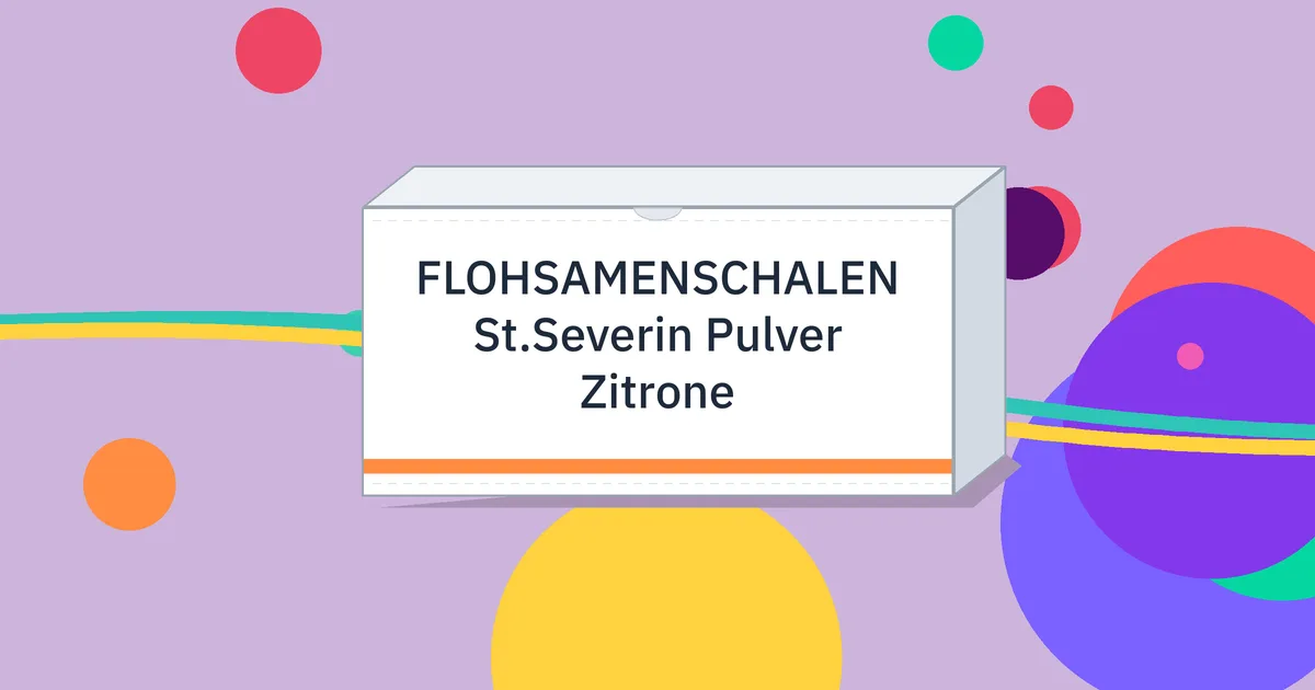 Symbolbild: Packung mit der Aufschrift FLOHSAMENSCHALEN St.Severin Pulver Zitrone (PZN 18008321) – Verfügbarkeit und Bezug in Apotheken in Frankfurt am Main
