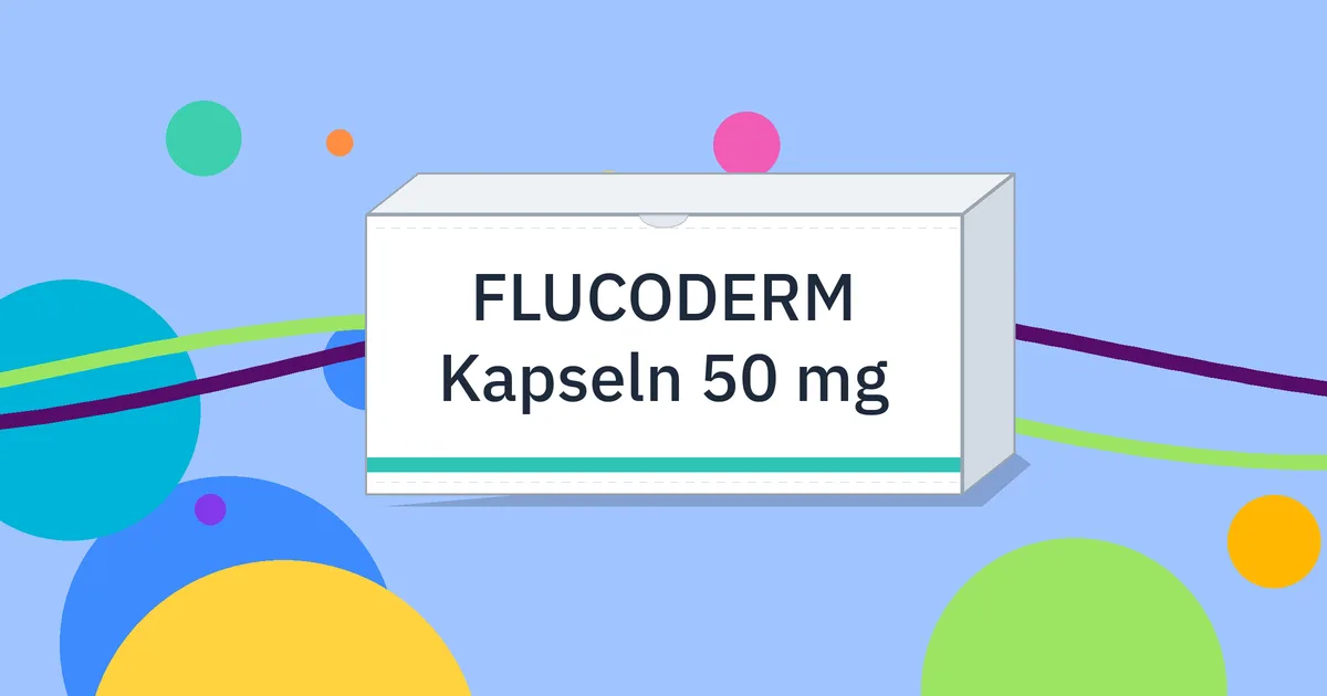 Symbolbild: Packung mit der Aufschrift FLUCODERM Kapseln 50 mg (PZN 00173723) – Verfügbarkeit und Bezug in Apotheken in Frankfurt am Main