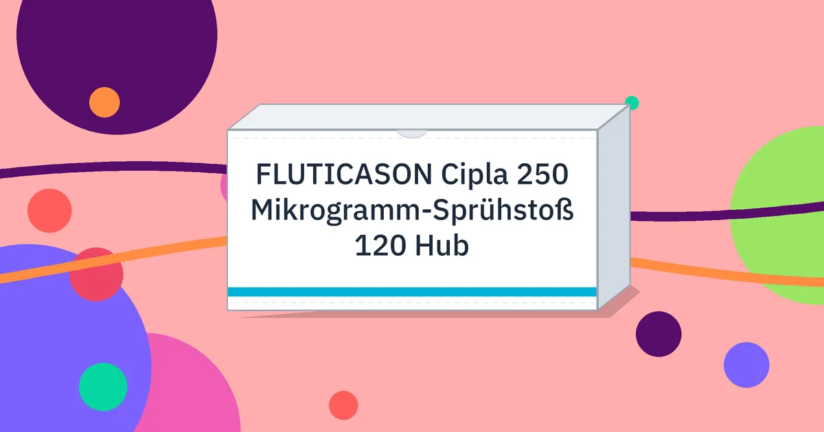 Symbolbild: Packung mit der Aufschrift FLUTICASON Cipla 250 Mikrogramm-Sprühstoß 120 Hub (PZN 11072267) – Verfügbarkeit und Bezug in Apotheken in Frankfurt am Main