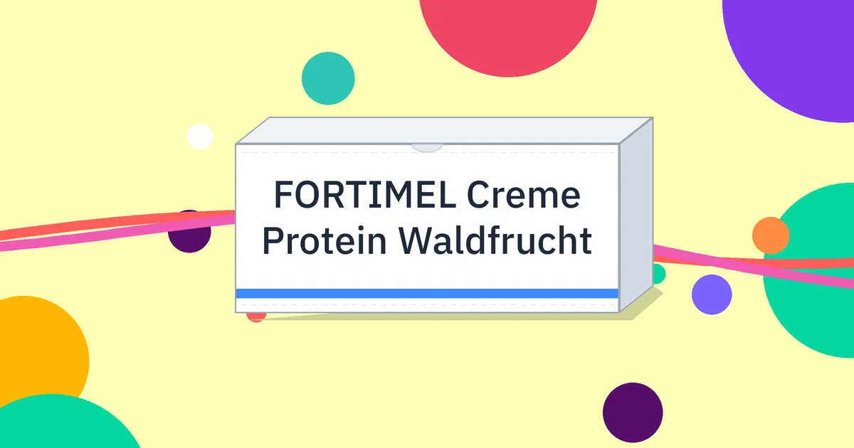 Symbolbild: Packung mit der Aufschrift FORTIMEL Creme Protein Waldfrucht (PZN 19386999) – Verfügbarkeit und Bezug in Apotheken in Frankfurt am Main