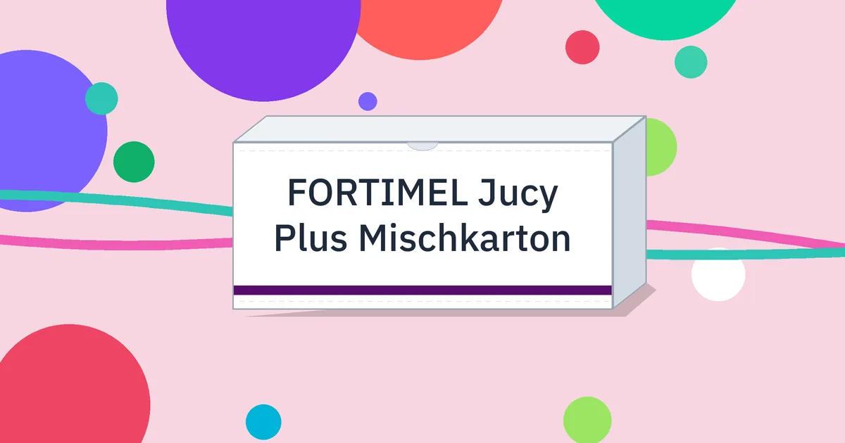 Symbolbild: Packung mit der Aufschrift FORTIMEL Jucy Plus Mischkarton (PZN 18827303) – Verfügbarkeit und Bezug in Apotheken in Frankfurt am Main
