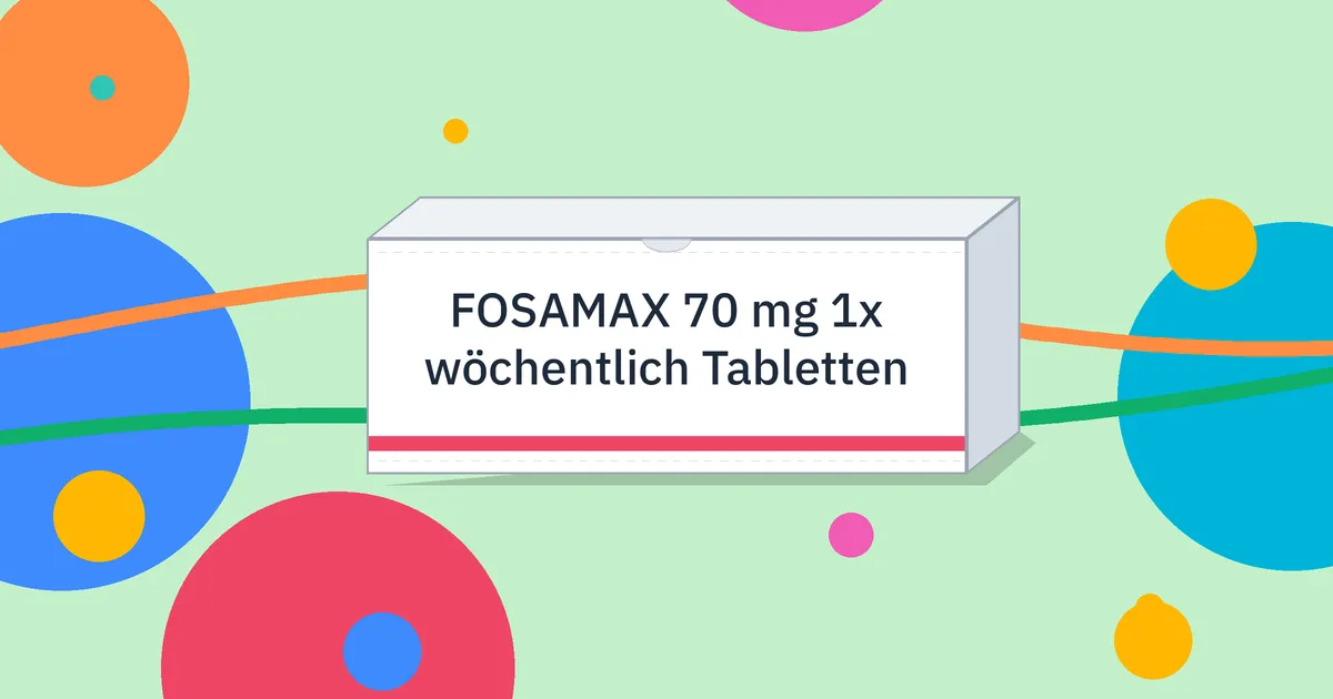 Symbolbild: Packung mit der Aufschrift FOSAMAX 70 mg 1x wöchentlich Tabletten (PZN 01453666) – Verfügbarkeit und Bezug in Apotheken in Frankfurt am Main