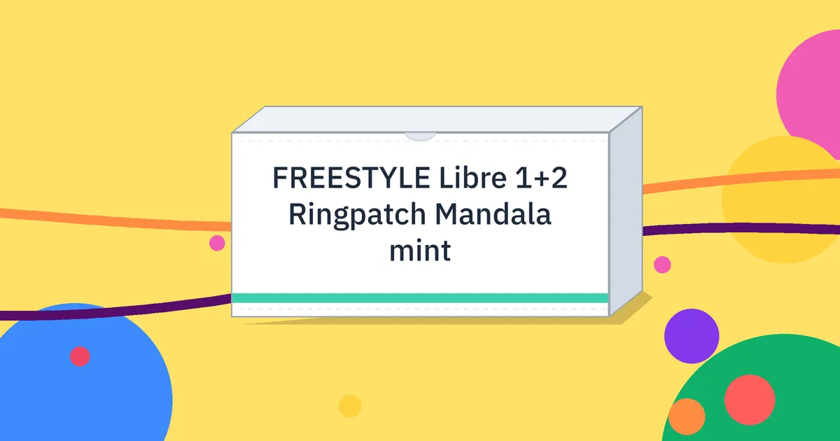 Symbolbild: Packung mit der Aufschrift FREESTYLE Libre 1+2 Ringpatch Mandala mint (PZN 19864720) – Verfügbarkeit und Bezug in Apotheken in Frankfurt am Main