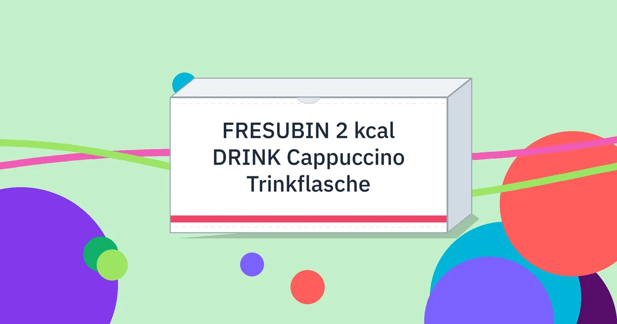 Symbolbild: Packung mit der Aufschrift FRESUBIN 2 kcal DRINK Cappuccino Trinkflasche (PZN 20191143) – Verfügbarkeit und Bezug in Apotheken in Frankfurt am Main