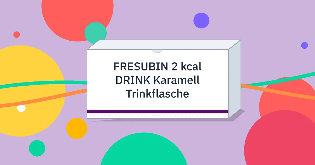 Symbolbild: Packung mit der Aufschrift FRESUBIN 2 kcal DRINK Karamell Trinkflasche (PZN 20191226) – Verfügbarkeit und Bezug in Apotheken in Frankfurt am Main
