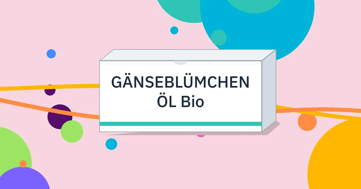 Symbolbild: Packung mit der Aufschrift GÄNSEBLÜMCHEN ÖL Bio (PZN 12146039) – Verfügbarkeit und Bezug in Apotheken in Frankfurt am Main