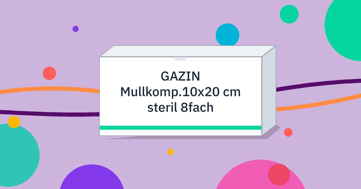 Symbolbild: Packung mit der Aufschrift GAZIN Mullkomp.10x20 cm steril 8fach (PZN 20231440) – Verfügbarkeit und Bezug in Apotheken in Frankfurt am Main