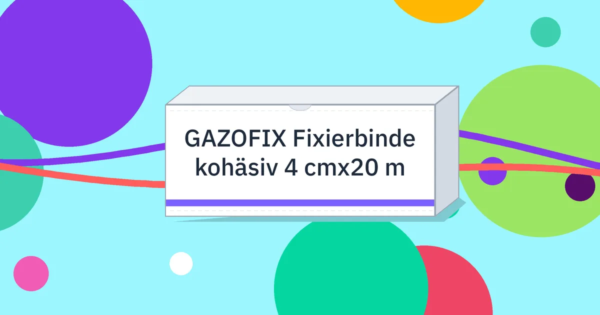 Symbolbild: Packung mit der Aufschrift GAZOFIX Fixierbinde kohäsiv 4 cmx20 m (PZN 19882764) – Verfügbarkeit und Bezug in Apotheken in Frankfurt am Main