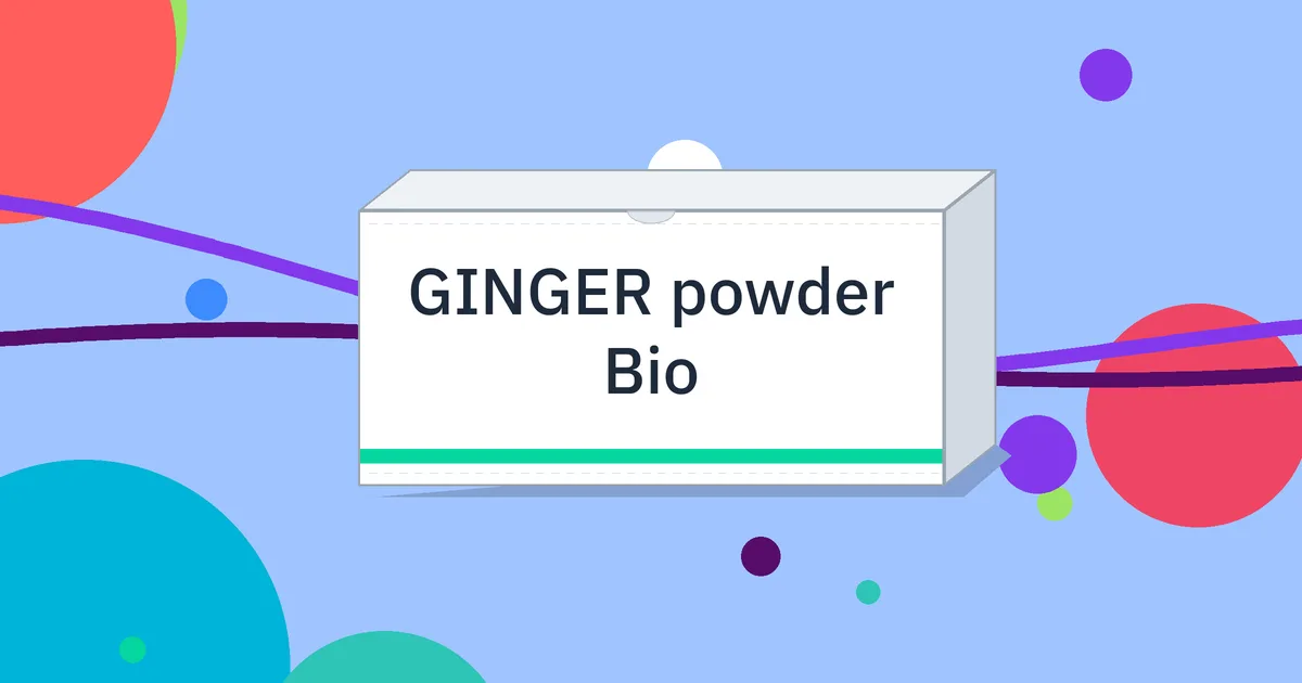 Symbolbild: Packung mit der Aufschrift GINGER powder Bio (PZN 18412453) – Verfügbarkeit und Bezug in Apotheken in Frankfurt am Main