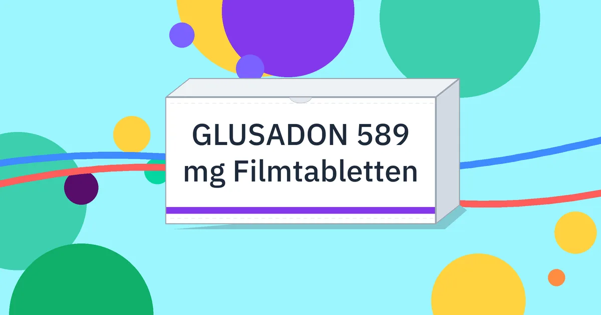 Symbolbild: Packung mit der Aufschrift GLUSADON 589 mg Filmtabletten (PZN 08818929) – Verfügbarkeit und Bezug in Apotheken in Frankfurt am Main